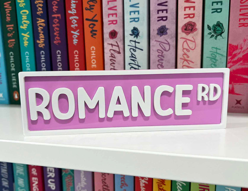 Bookish Street Sign - Romance Rd – Sunset Laser Co
